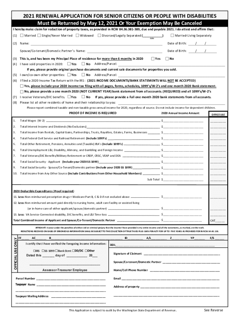 Fillable Online Application for Renewal of Senior Citizen or People ...