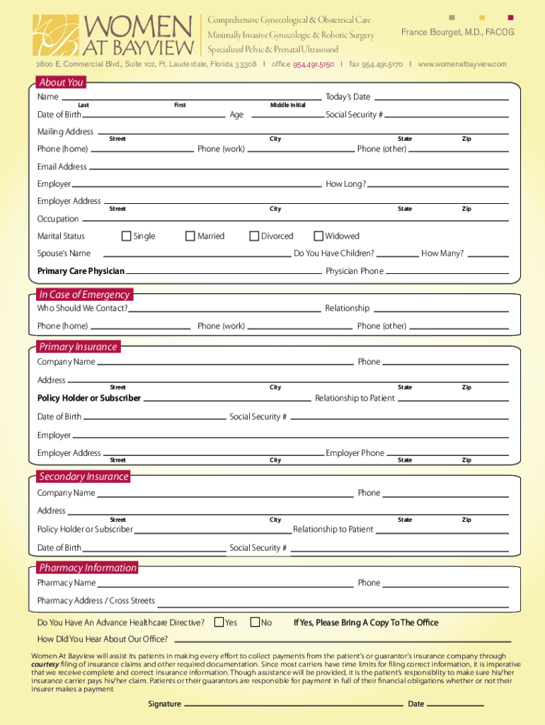 Fillable Online Comprehensive Gynecological & Obstetrical Care Fax ...