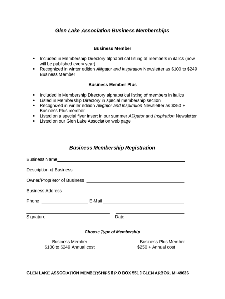 BUSINESS MEMBERSHIPS Doc Template | pdfFiller