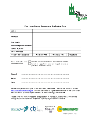 Free Home Energy Assessment Application Doc Template | pdfFiller