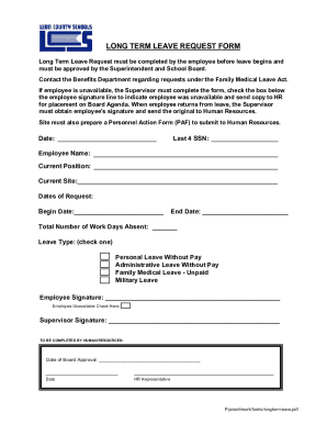 Fillable Online LONG TERM LEAVE REQUEST FORM - Leon County Schools Fax ...