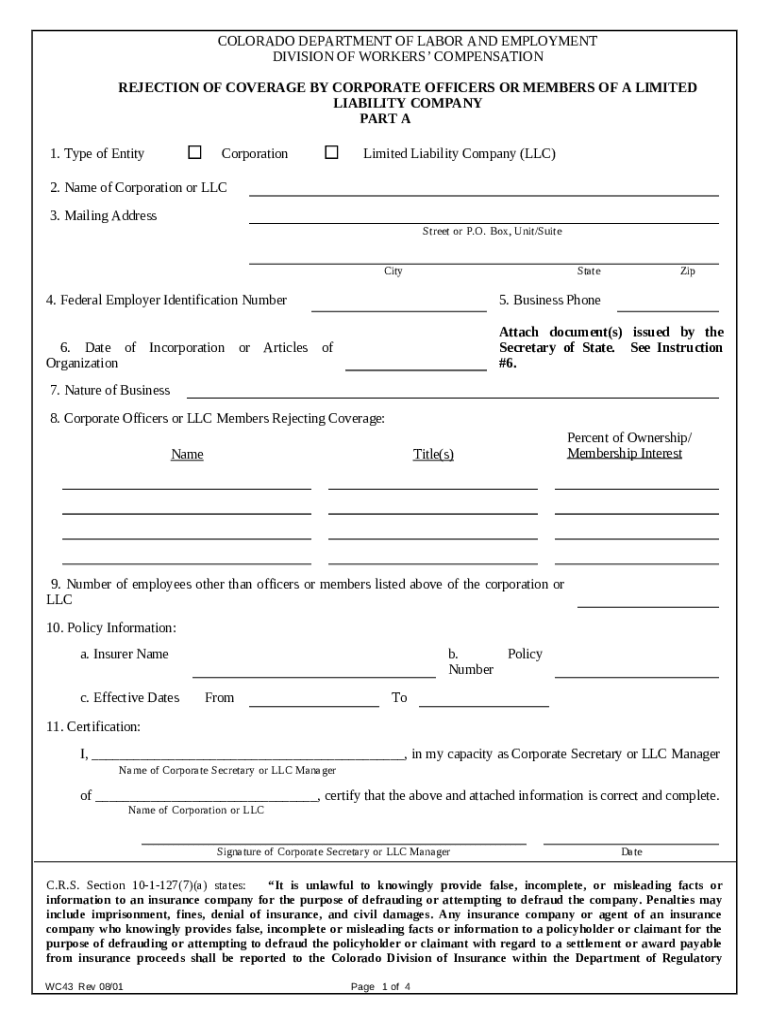 Rejection Of Coverage By Corporate Officers Or Members Of ... Doc ...