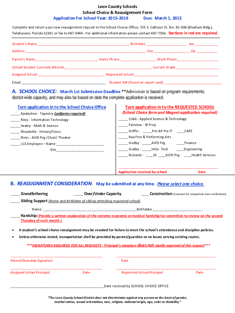 Fillable Online Raa Middle School Arts Magnet Program - Leon County ...