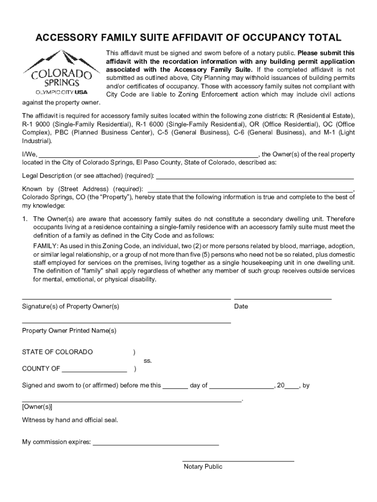 Fillable Online PROPERTY AFFIDAVIT: OWNER OCCUPANCY FOR ACCESSORY ...