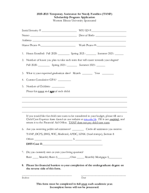 Fillable Online TANF Forms - Western Illinois University Fax Email ...