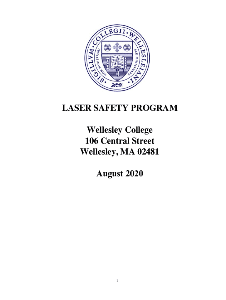 Fillable Online LASER SAFETY PROGRAM Wellesley College 106 Central ...