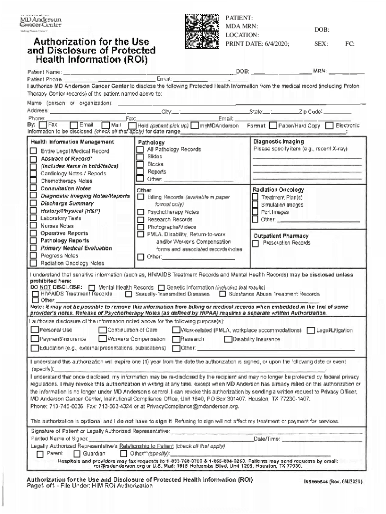 Fillable Online Patient Authorization Disclosure Form. Patient ...