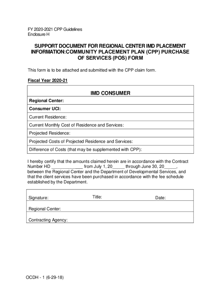Fillable Online Fiscal Year 2020-2021 CPP Guidelines Enclosure H ...