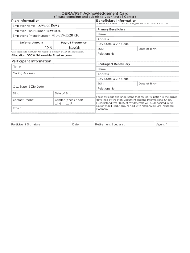 Fillable Online OBRA Acknowledgment Card - Fillable.pdf Fax Email Print ...