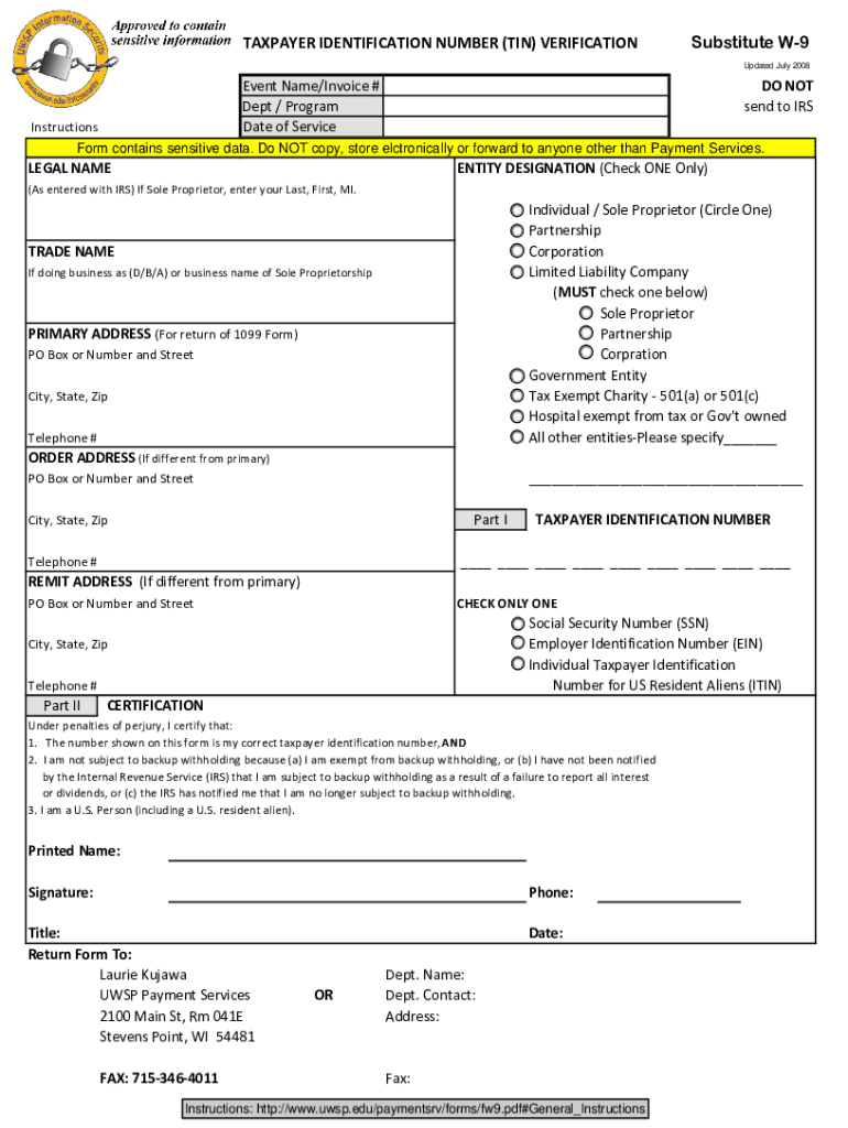 Fillable Online www4 uwsp HHow do I check my TIN status?IRS EIN Tax ID ...