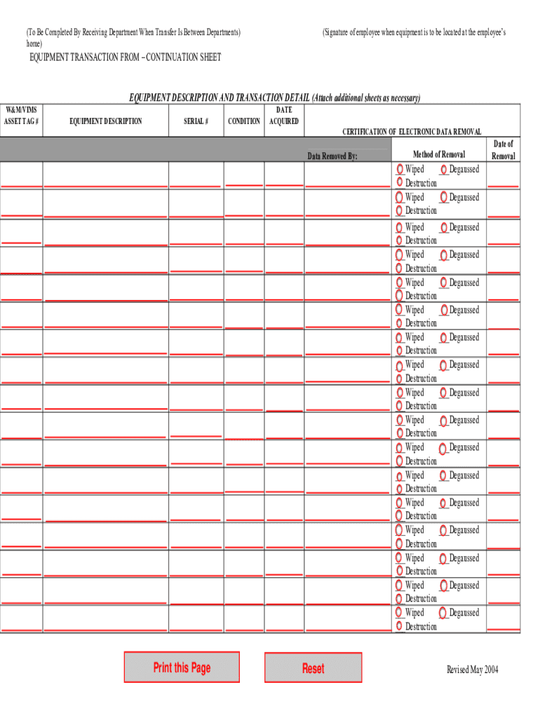 Fillable Online web vims Revised Equipment Transaction Form.doc Fax ...