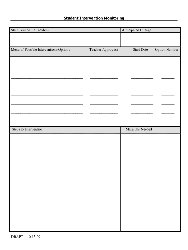 Fillable Online depts washington Student InterventionMonitoring Form v1.1 Fax Email Print ...