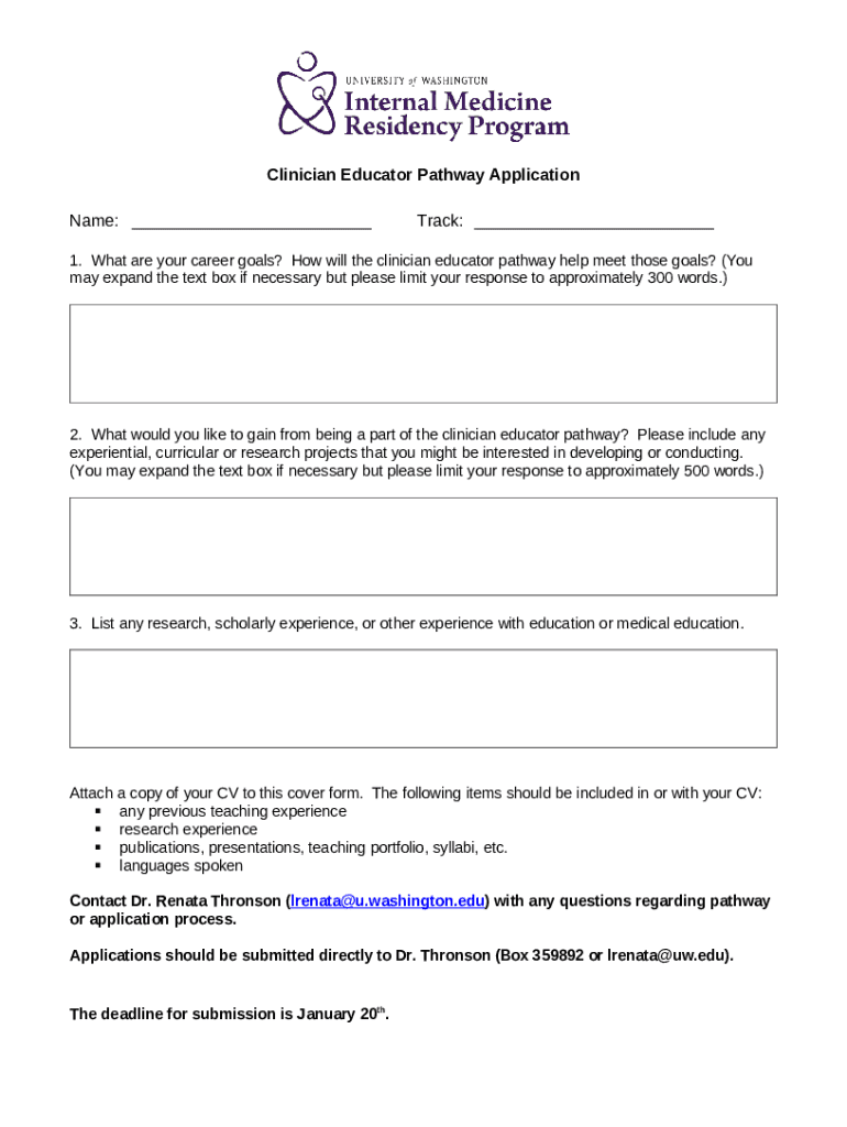 Clinician Educator Pathway Application - depts washington Doc Template ...