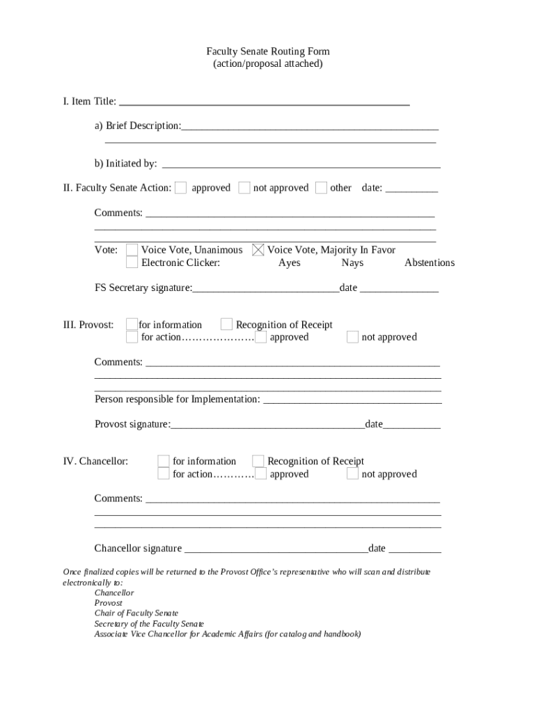 Faculty Senate Routing Doc Template | pdfFiller