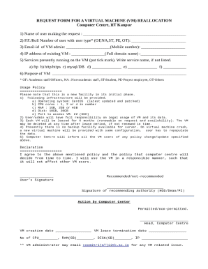 Fillable Online REQUEST FORM FOR A VIRTUAL MACHINE (VM) REALLOCATION ...