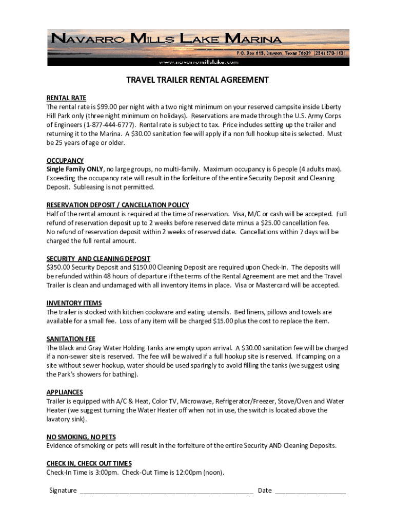 Fillable Online Trailer Rental Agreement - 6 Free Templates in PDF ...