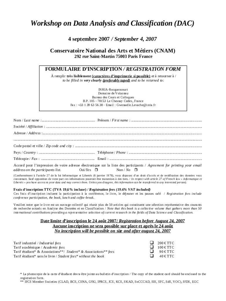 Workshop on Data Analysis and Classification (DAC) Doc Template | pdfFiller