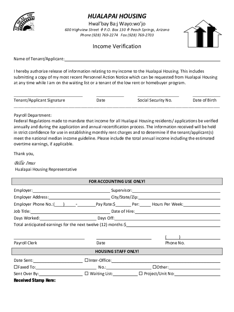 Fillable Online Income Verification Form.doc Fax Email Print - pdfFiller