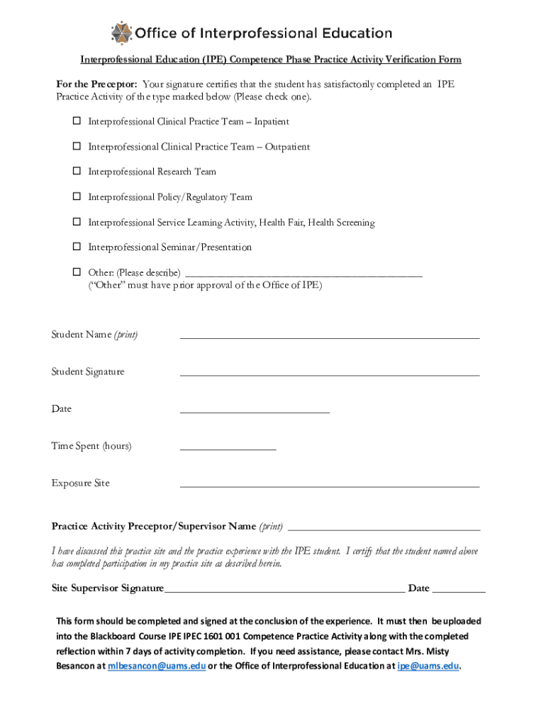 Fillable Online Interprofessional Education (IPE) Competence Phase ...