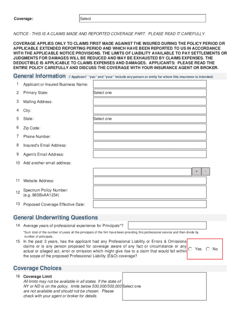 Fillable Online COMMERCIAL GENERAL LIABILITY COVERAGE PARTCLAIMS-MADE ...