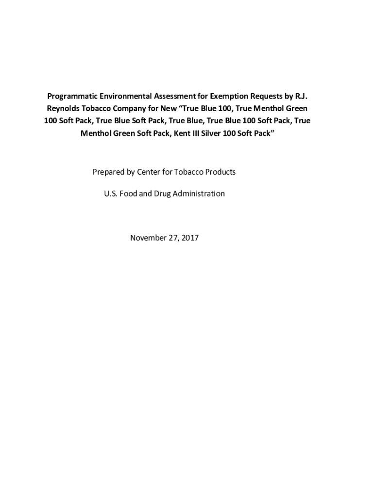 Fillable Online Programmatic Environmental Assessment for Exemption ...