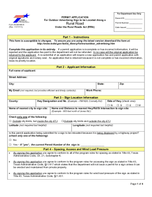 Fillable Online ftp txdot 2011 Permit Application for RRA ONLY Gus 11 ...