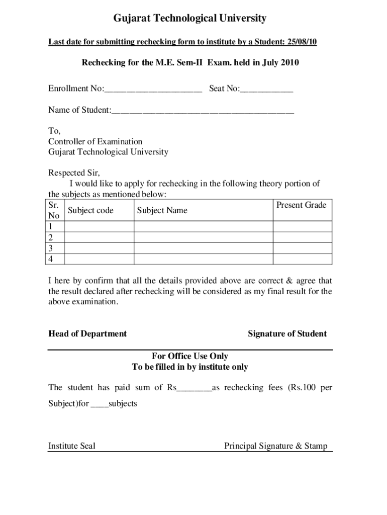 Fillable Online Gujarat Technological University - GTU, Ahmedabad Fax Email Print - pdfFiller