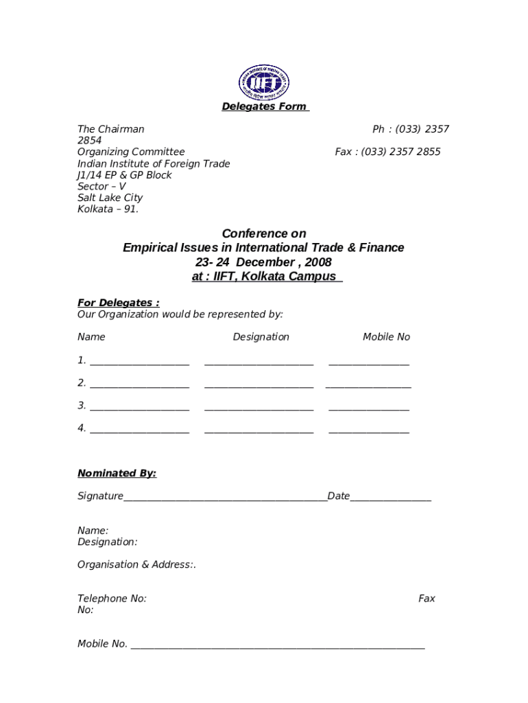 Delegates Doc Template | pdfFiller