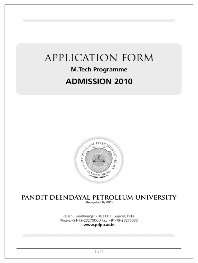 Fillable Online MTech Admission Form 2010.cdr Fax Email Print - pdfFiller