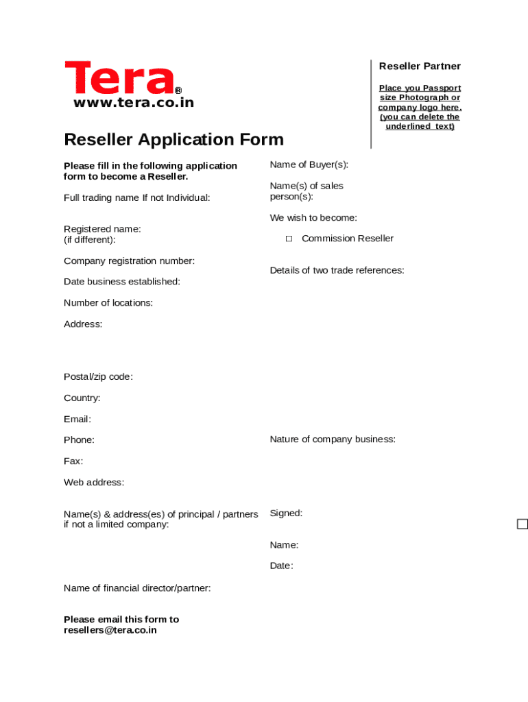 Reseller Partner Doc Template | pdfFiller