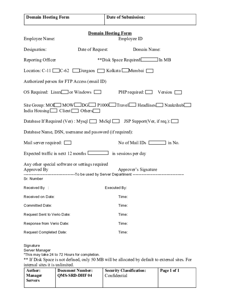 Fillable Online Domain Hosting Form Fax Email Print - pdfFiller