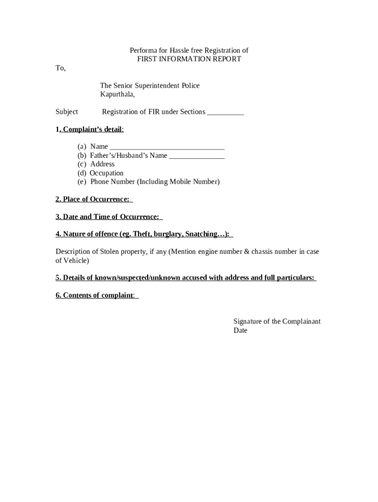 Registration Of FIR: A Right Of The Complaint And Obligation ... Doc ...