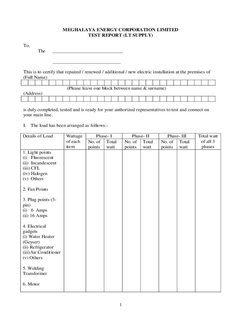 Fillable Online Test Report LT Supply MeECL Fax Email Print - pdfFiller