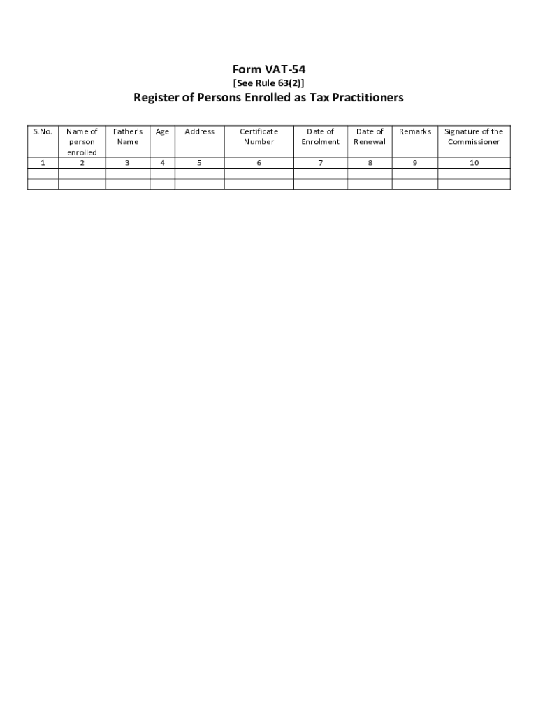 Fillable Online Form VAT - 54 Fax Email Print - pdfFiller