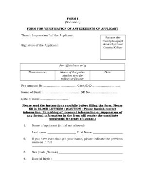 Fillable Online Thumb Impression * of the Applicant: Fax Email Print ...