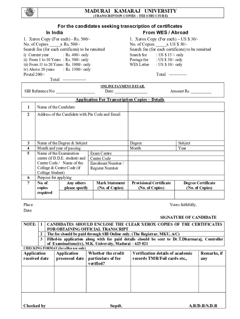 Fillable Online MKU-Transcription Form - Revised -07.10.2020.docx Fax ...