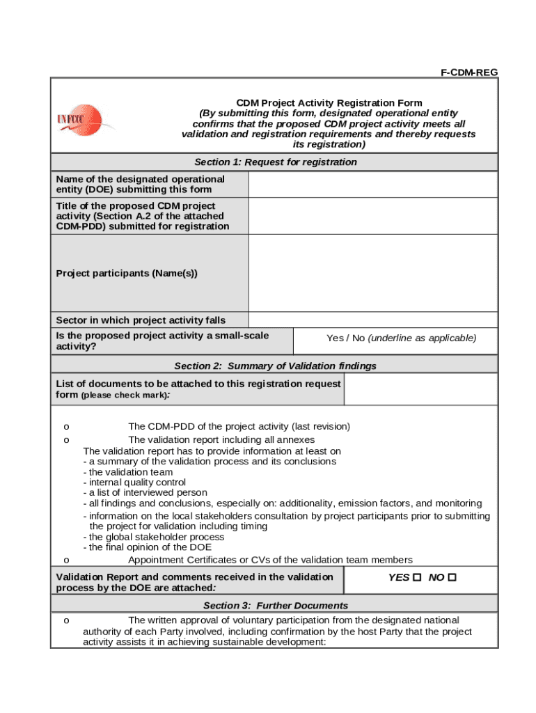 CDM project activity registration (F-CDM-REG). (Version 02 ...