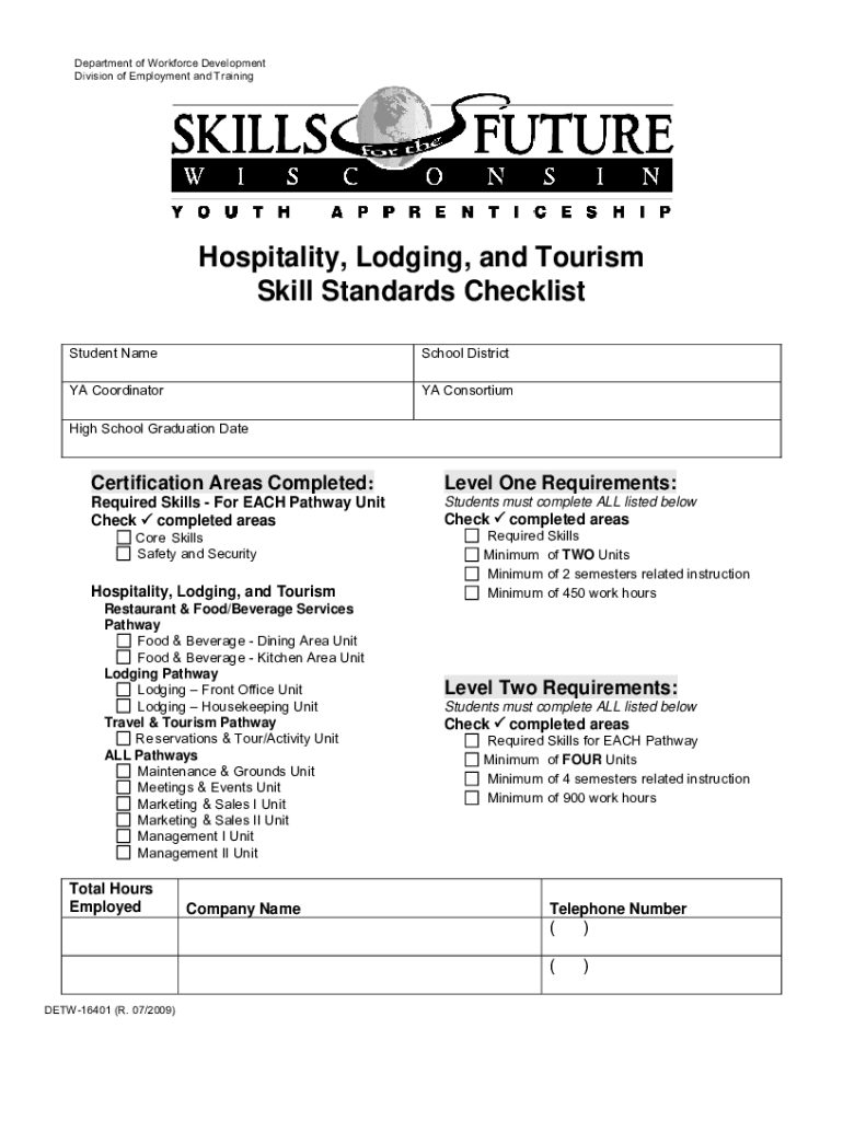 Fillable Online DETW-16401-E, Hospitality, Lodging, and Tourism Skill ...