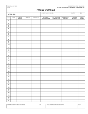 Fillable Online NOAA Form 57-06-03 Potable Water Log. Potable Water Log ...