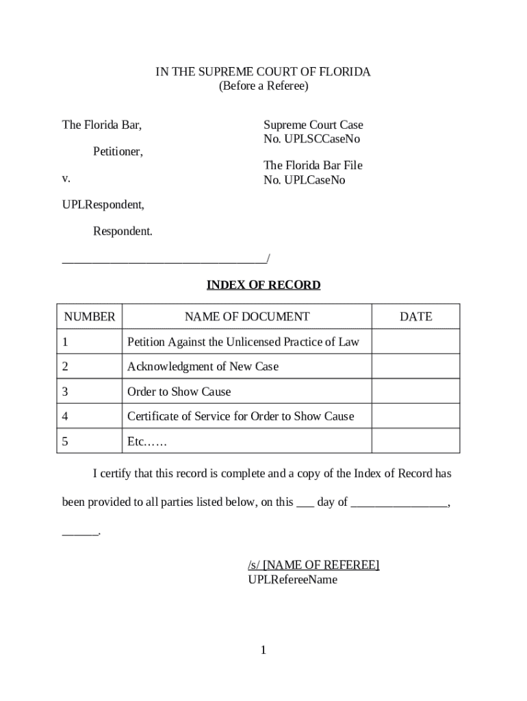 Index of Record. Index of Record Doc Template | pdfFiller