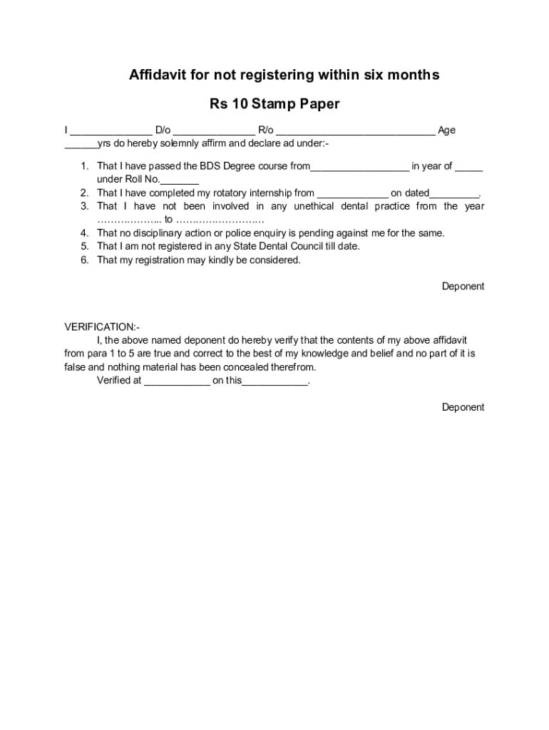 Fillable Online Specimen Affidavit At Stamp Paper (Rs-10) Attested by ...