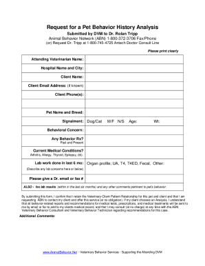 Fillable Online Request for Beh Case Analysis Fax Form Fax Email Print ...