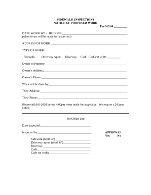 NOTICE OF PROPOSED WORK Doc Template | pdfFiller