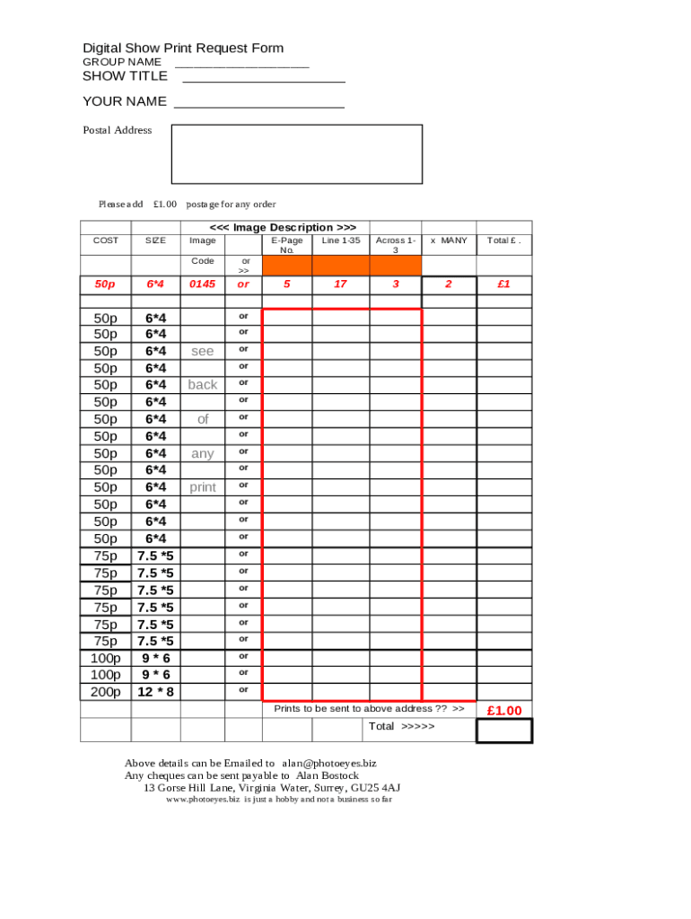 Digital Print Request Doc Template | pdfFiller