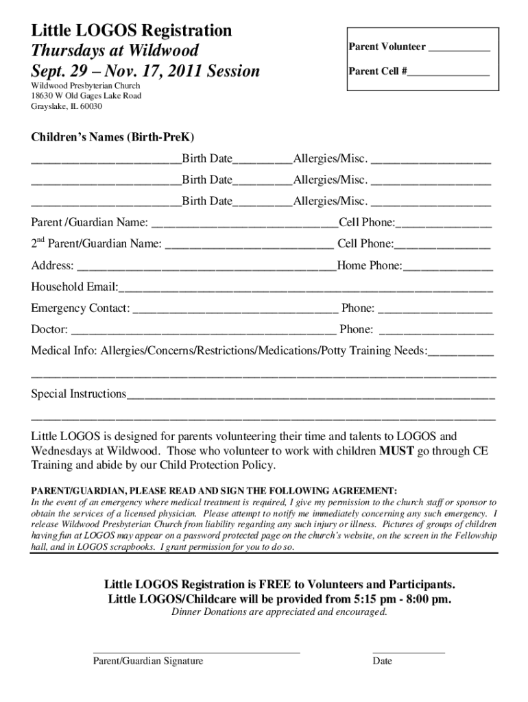 Fillable Online Little LOGOS Registration Fax Email Print - pdfFiller