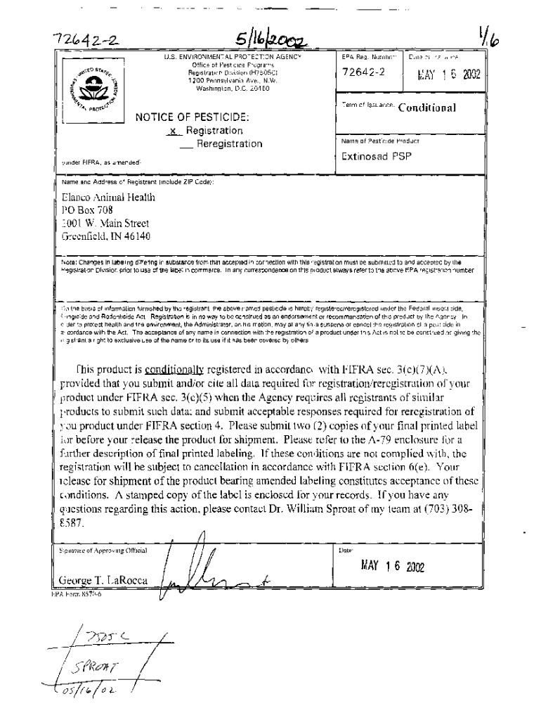 Fillable Online U.S. EPA, Pesticide Product Label, EXTINOSAD PSP, 05/16 ...