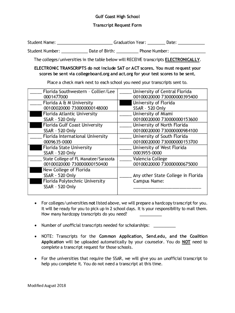Fillable Online High School Transcript Request Form - Archimedean ...