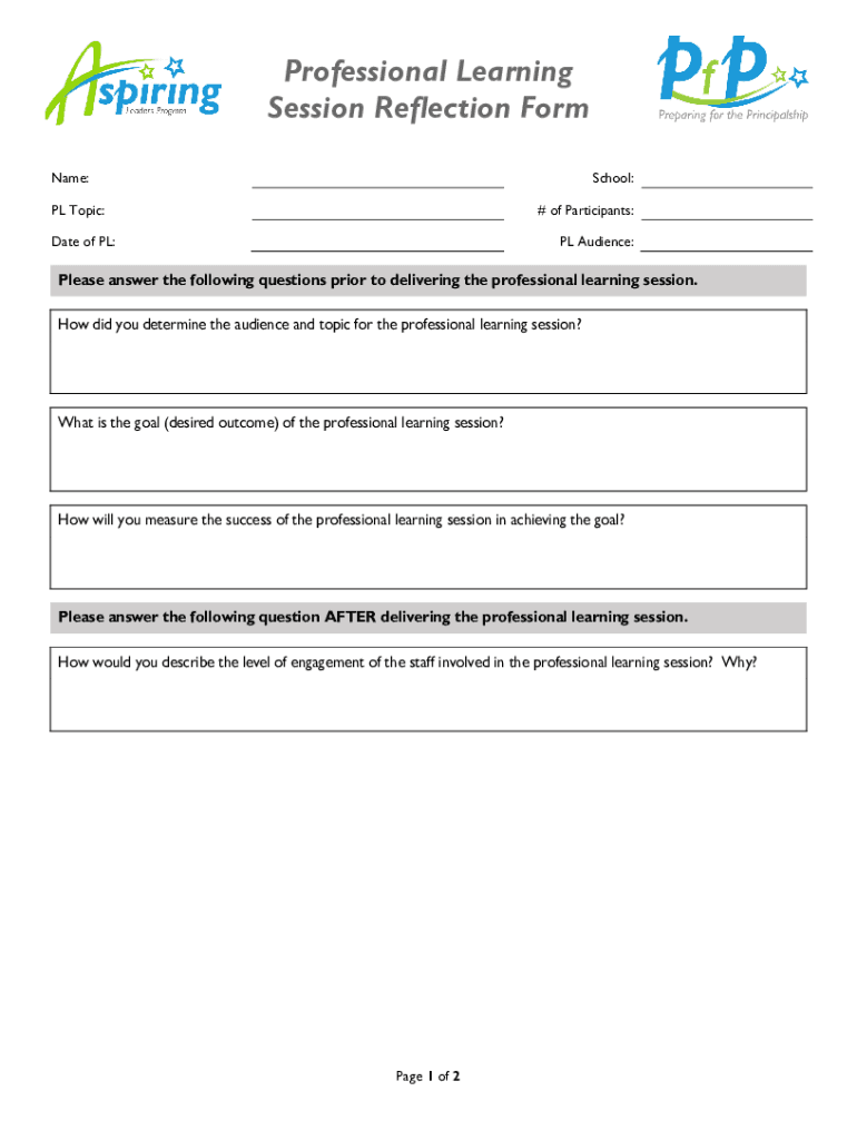 Fillable Online PL Session Reflection Form Fax Email Print - pdfFiller