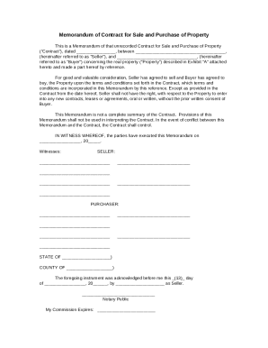 Memorandum of Contract Sample Clauses Doc Template | pdfFiller