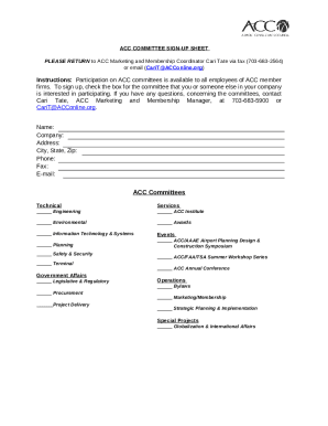 ACC COMMITTEE SIGN-UP SHEET Doc Template | pdfFiller